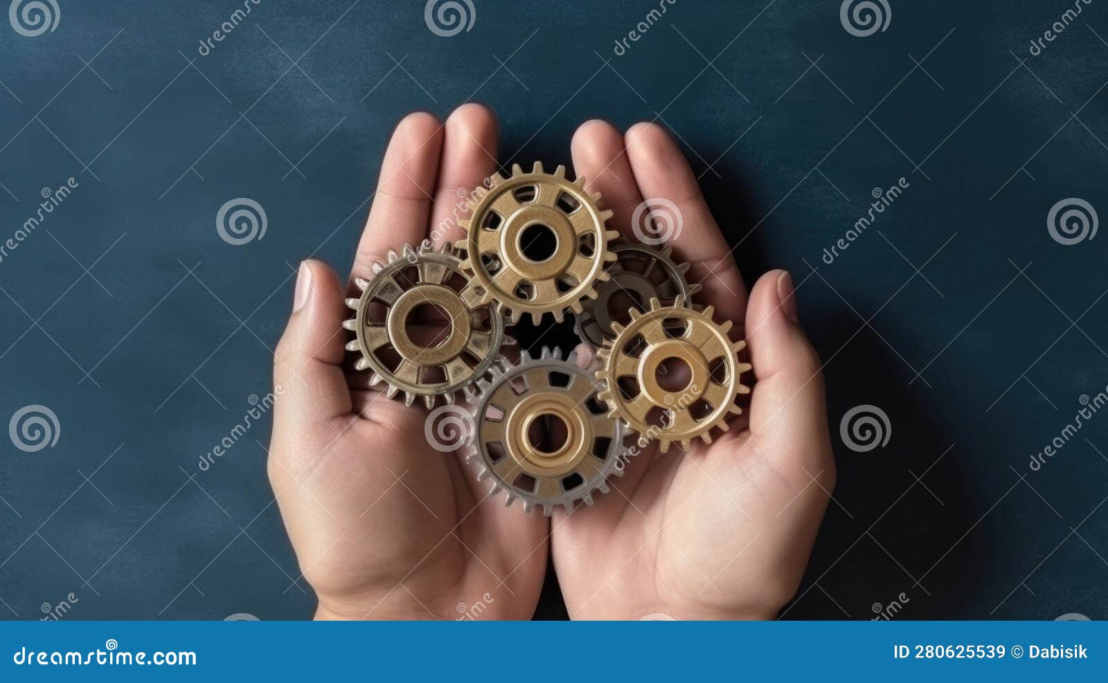 Concept of Teamwork. People Hold Cog Wheels in Hands. Generative AI ...