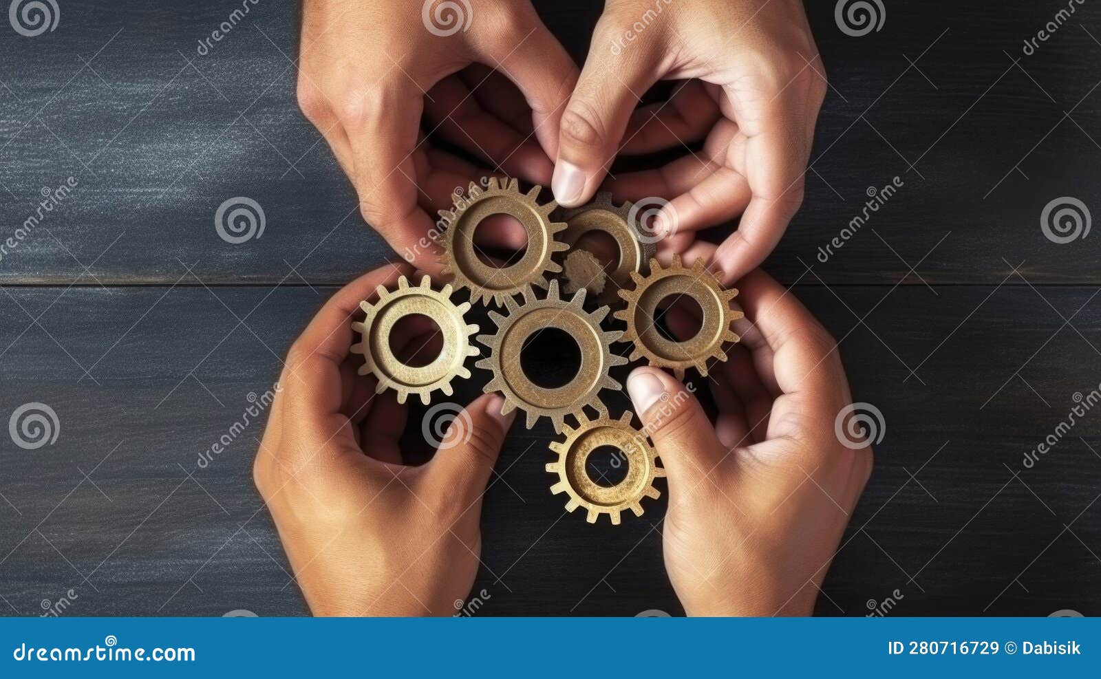 Concept of Teamwork. People Hold Cog Wheels in Hands. Generative AI ...