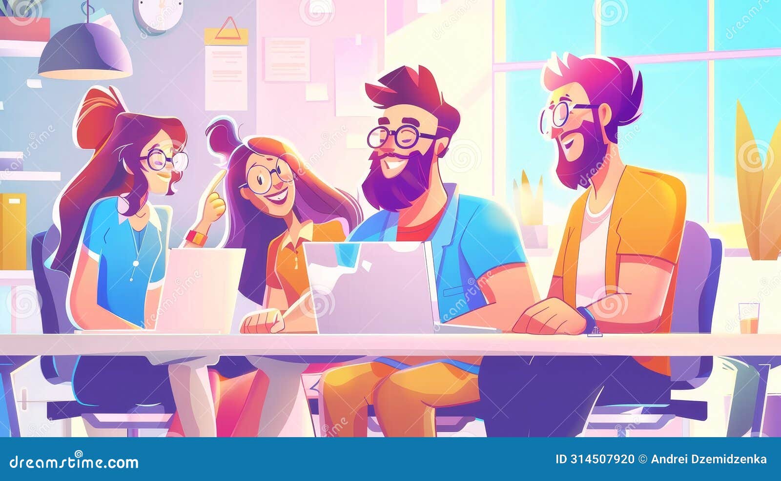 The Concept of Teamwork, Modern Workspace, Creative Employees. Modern ...