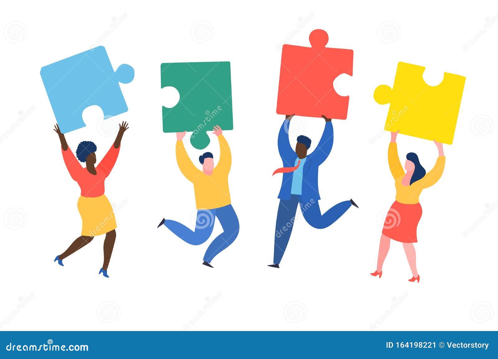 Concept of Teamwork. People Match Puzzle Elements Stock Vector ...