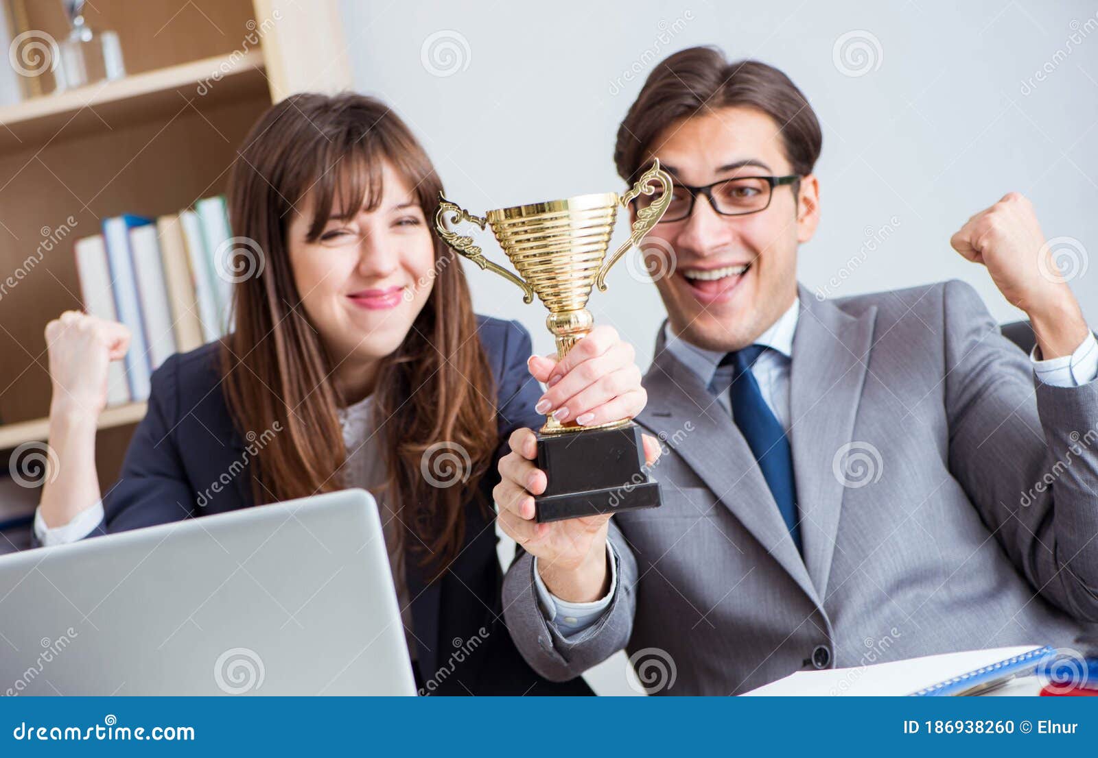 Concept of Teamwork with Prize Stock Photo - Image of smiling, sport ...