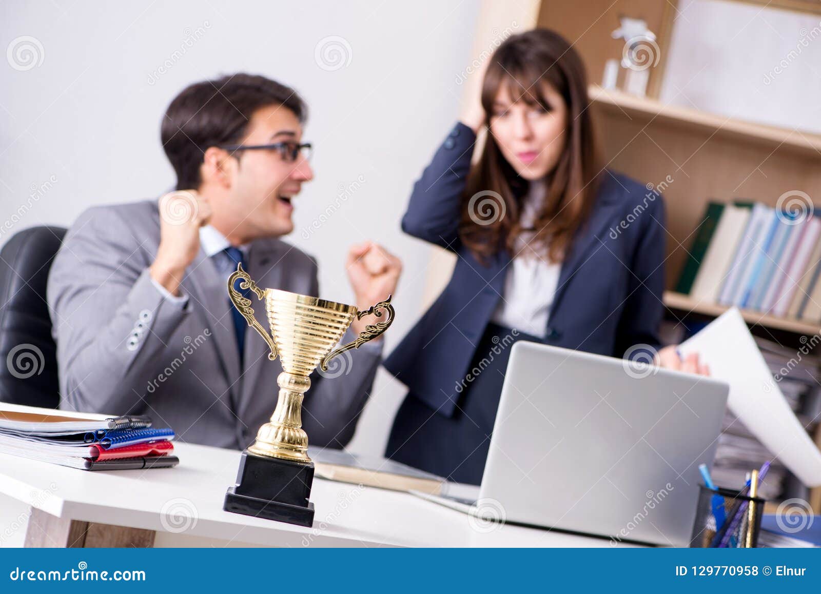 The Concept of Teamwork with Prize Stock Photo - Image of celebration ...