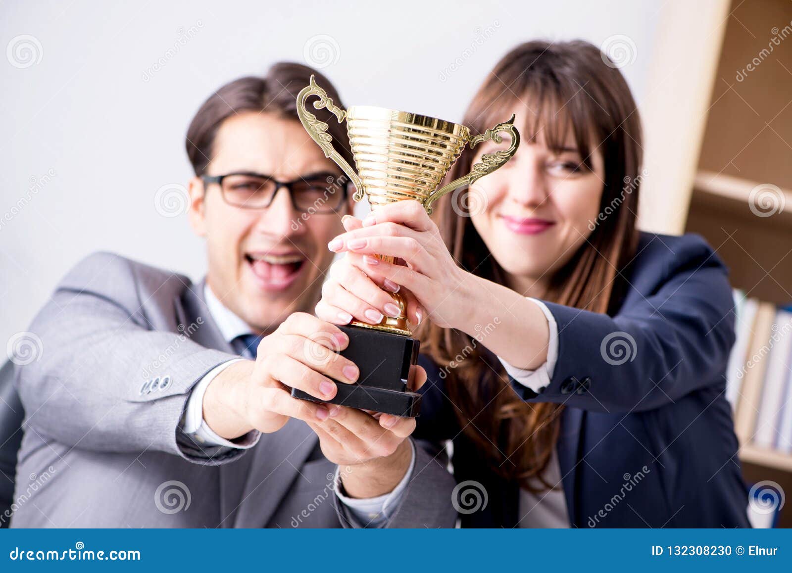 The Concept of Teamwork with Prize Stock Photo - Image of excitement ...