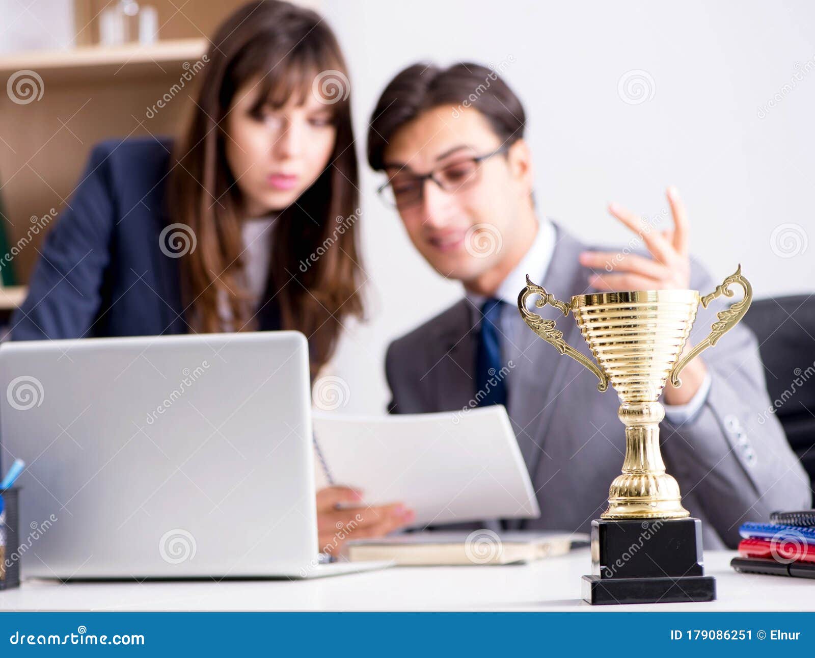 Concept of Teamwork with Prize Stock Image - Image of employee, smiling ...