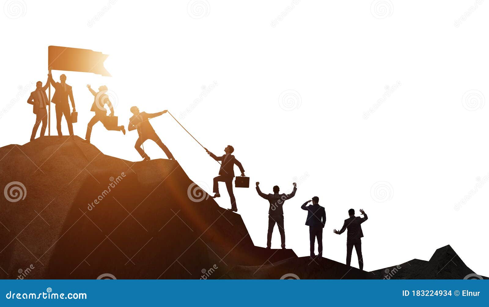 Concept of Teamwork with Team Climbing Mountain Top Stock Photo - Image ...