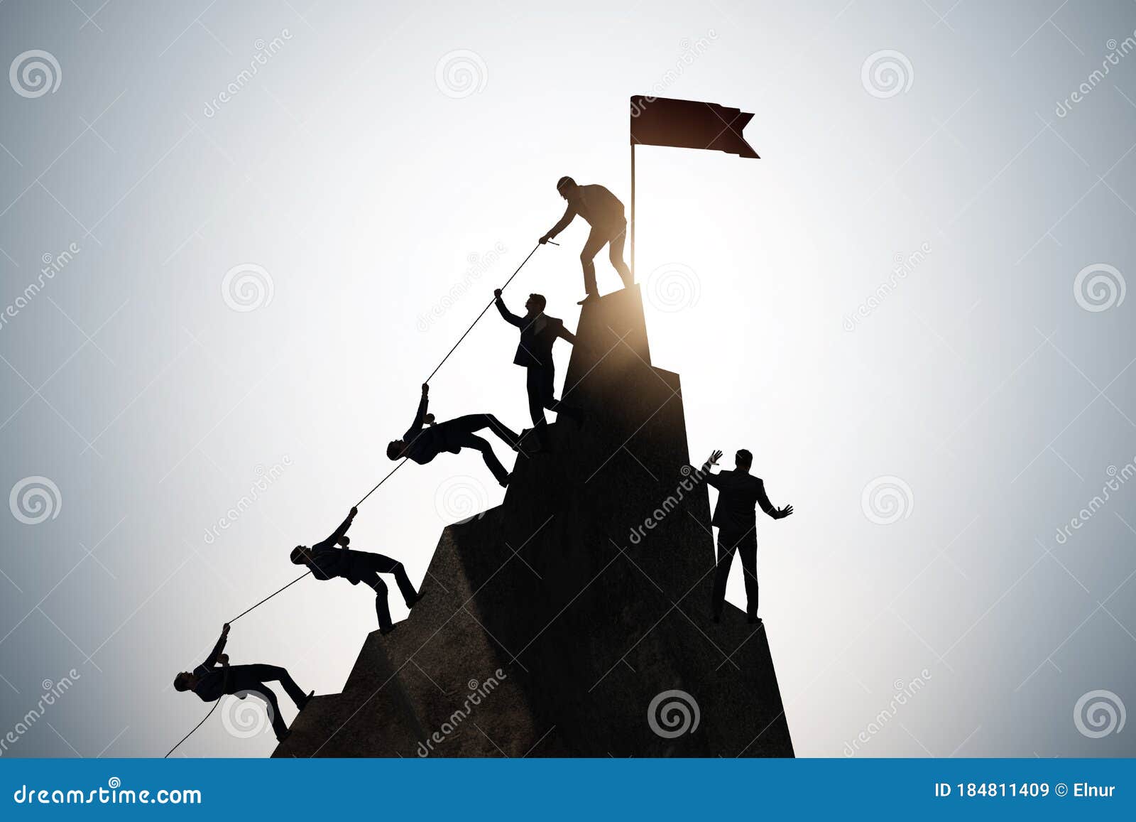 Concept of Teamwork with Team Climbing Mountain Top Stock Image - Image ...