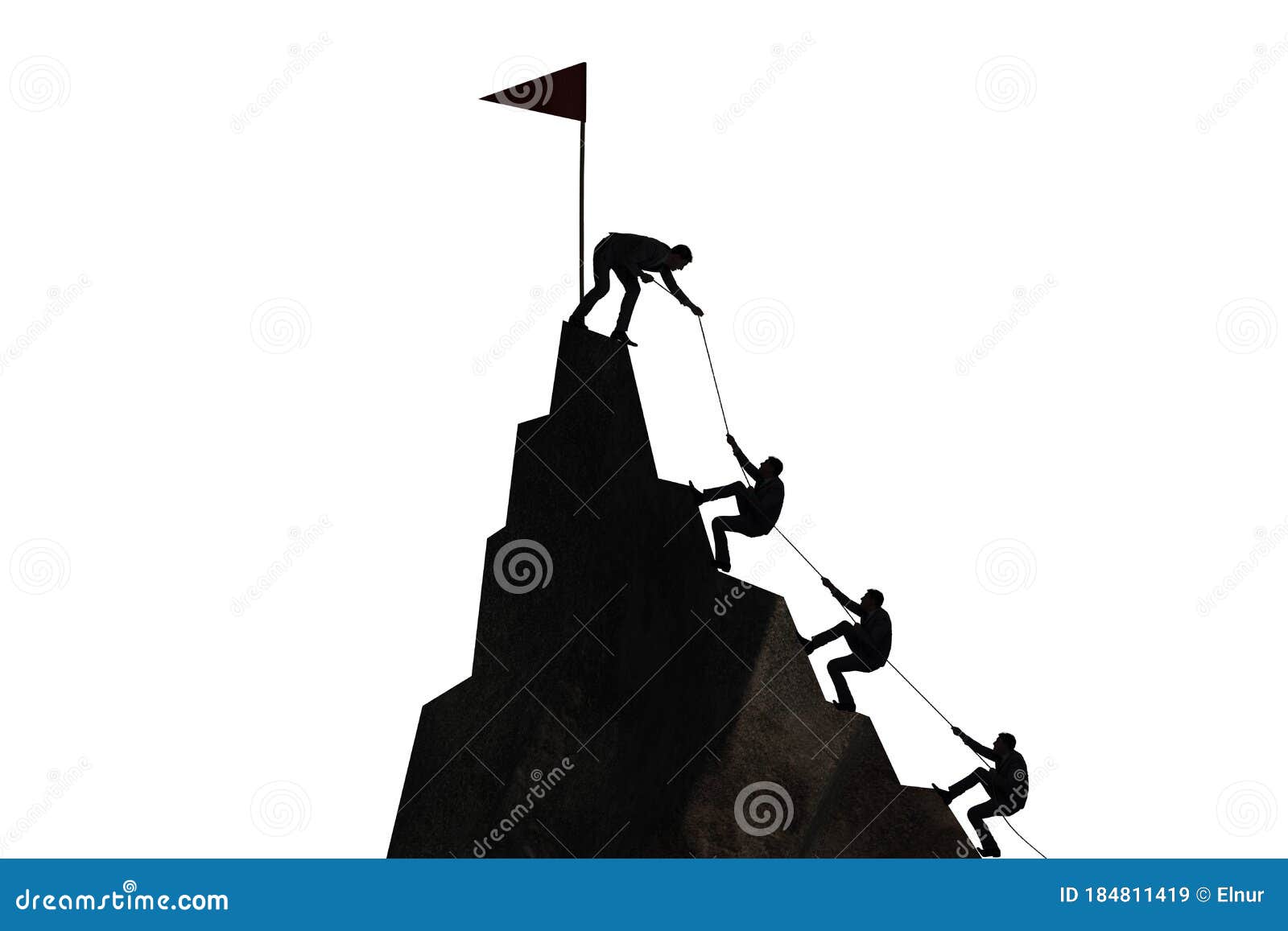 Concept of Teamwork with Team Climbing Mountain Top Stock Image - Image ...