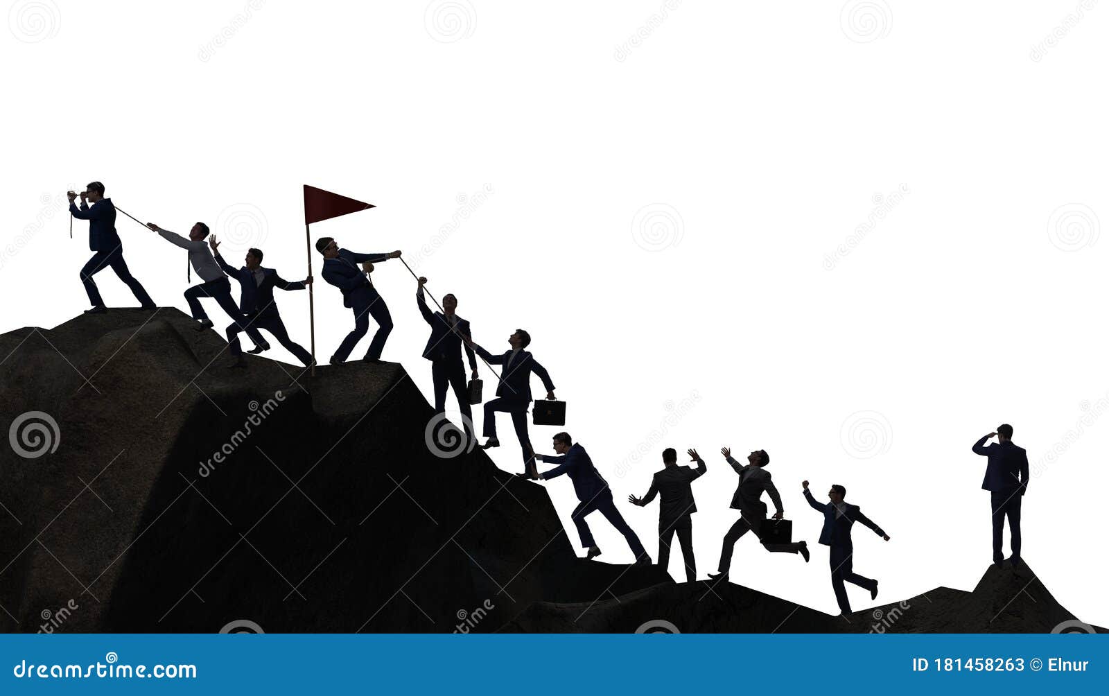 Concept of Teamwork with Team Climbing Mountain Top Stock Image - Image ...