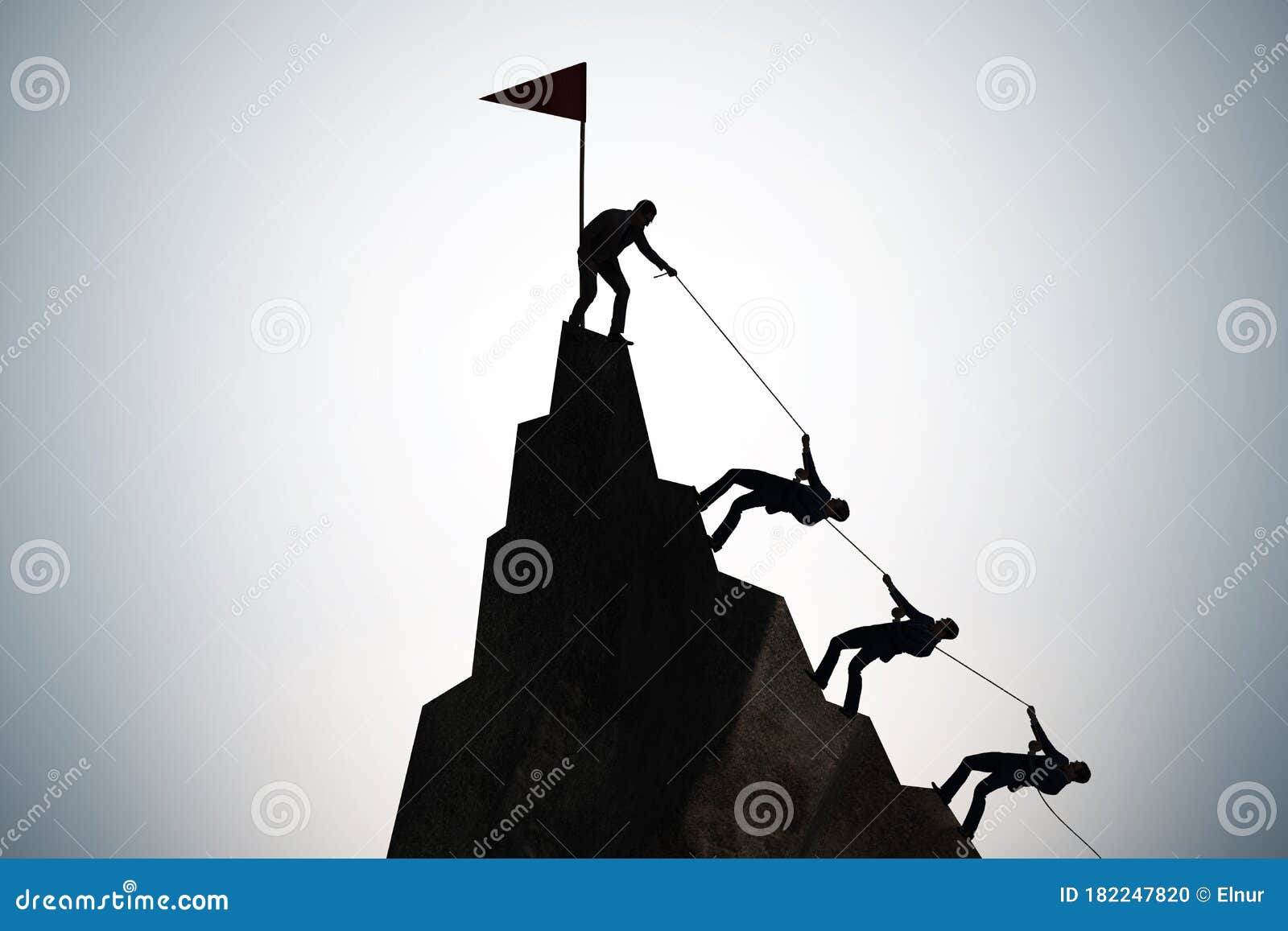 Concept of Teamwork with Team Climbing Mountain Top Stock Photo - Image ...