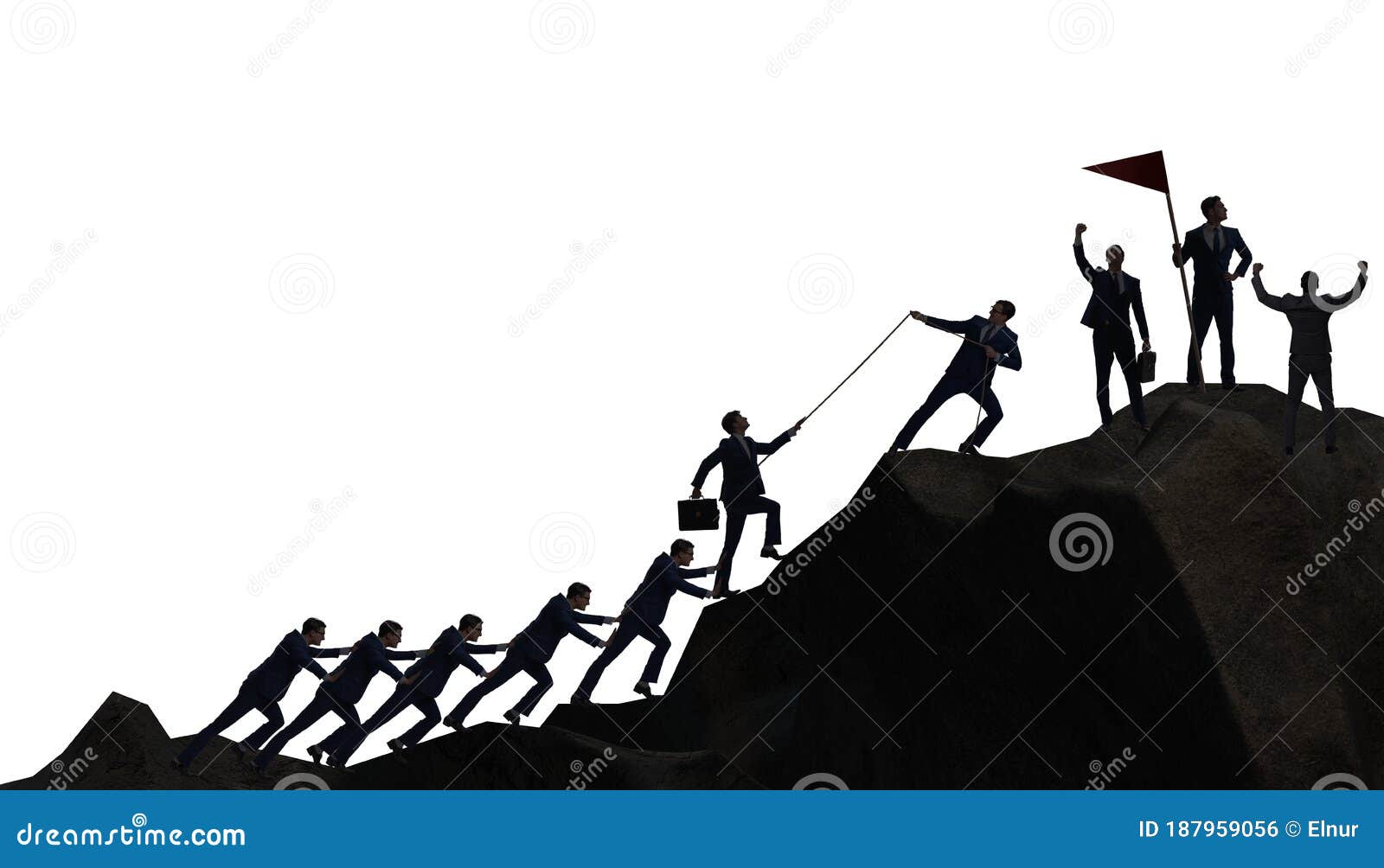 Concept of Teamwork with Team Climbing Mountain Top Stock Photo - Image ...