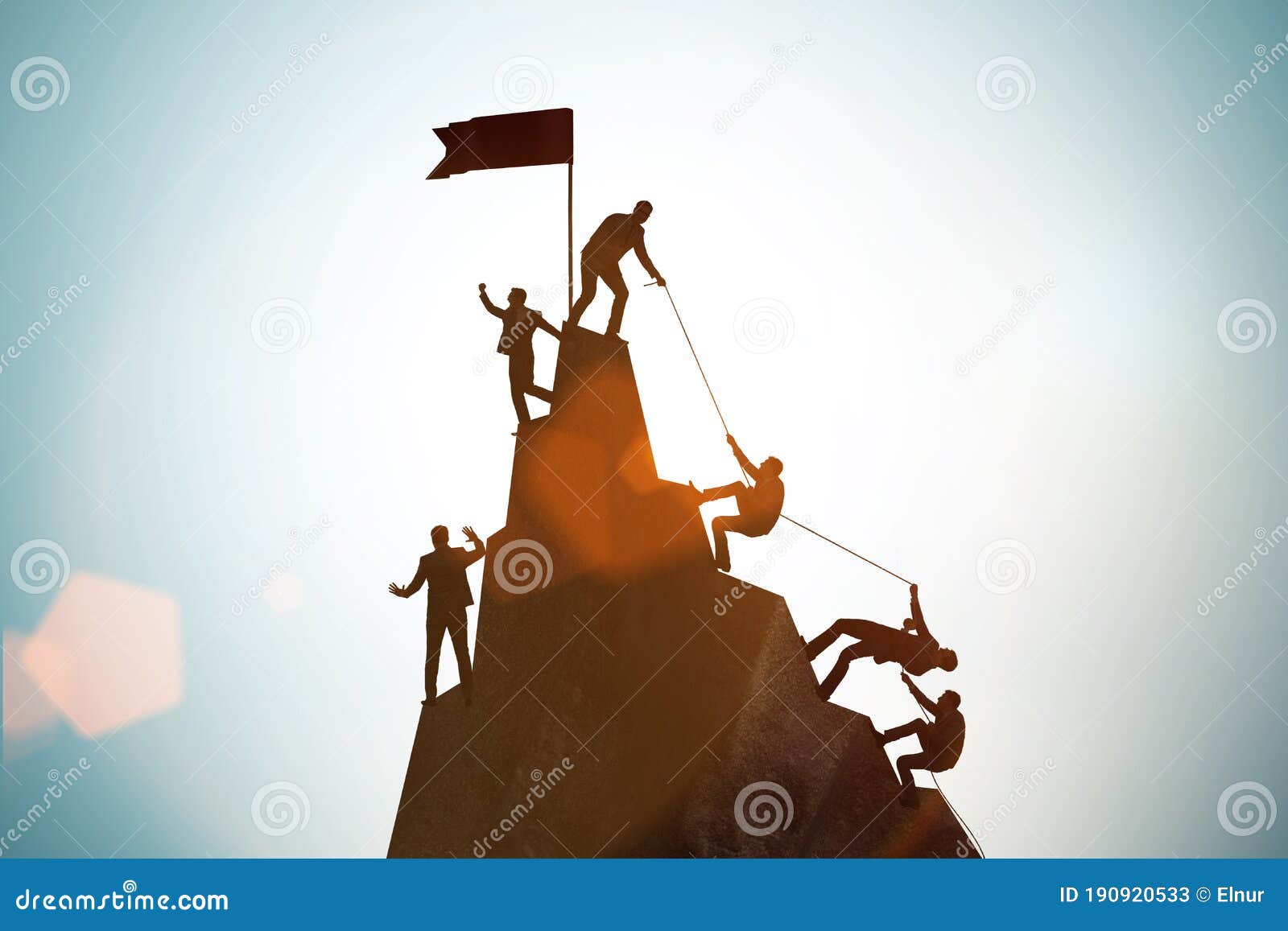 Concept of Teamwork with Team Climbing Mountain Top Stock Image - Image ...