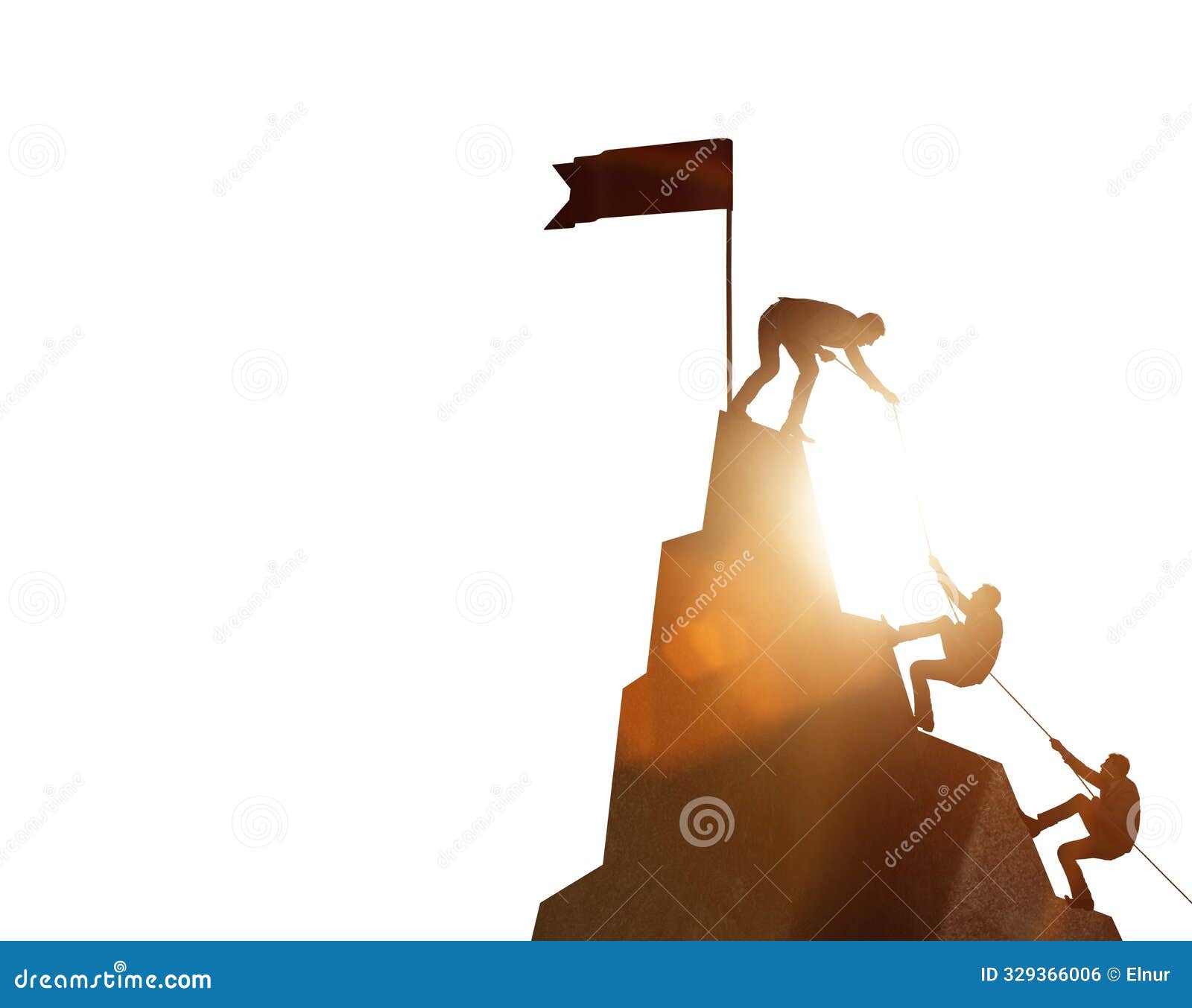 Concept of Teamwork with Team Climbing Mountain Top Stock Photo - Image ...