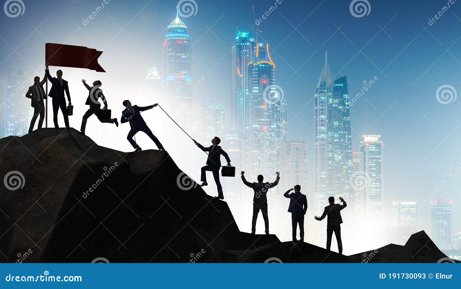 Concept of Teamwork with Team Climbing Mountain Top Stock Illustration ... Concept of Teamwork with Team Climbing Mountain Top Stock Illustration ...