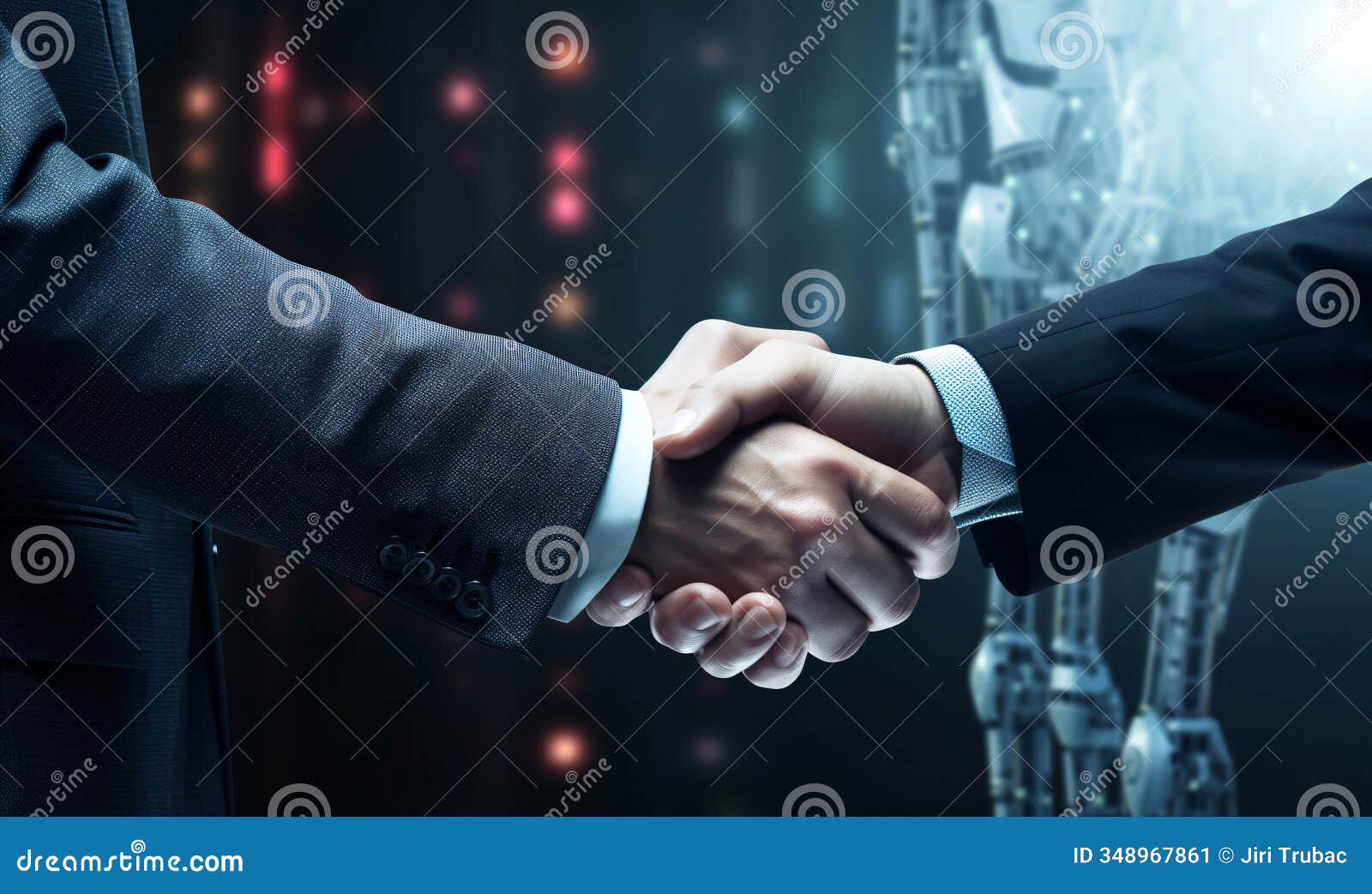 Concept about Tech Innovation. Handshake between Human and Robot in a ...