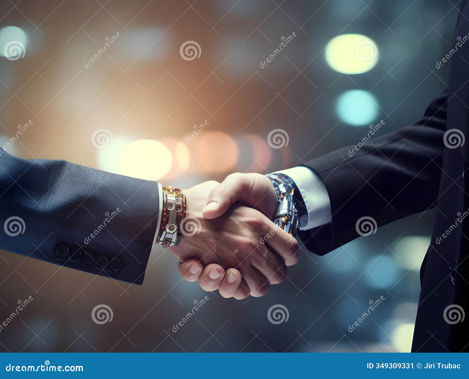 Concept about Tech Innovation. Handshake between Human and Robot in a ...