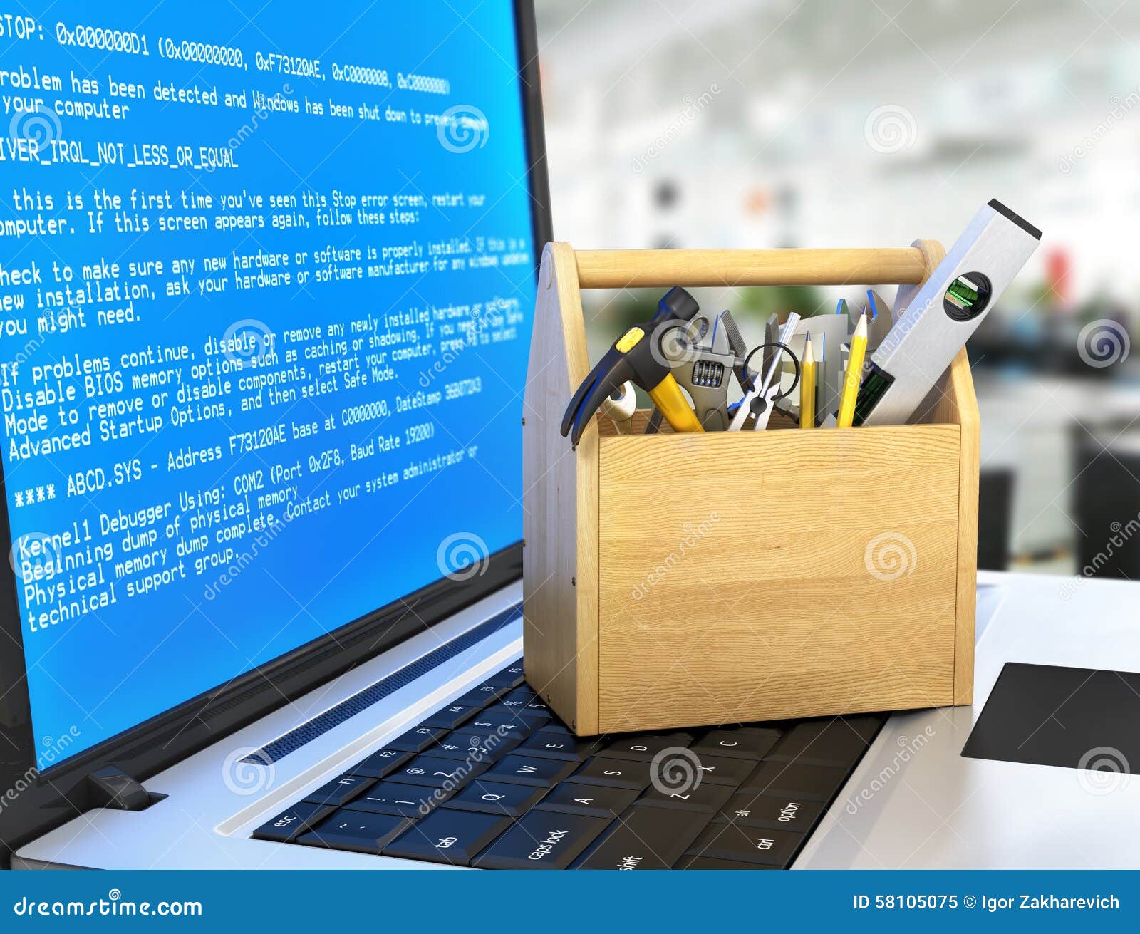 Repair Computer Aesthetic Abstract Icon On Blue Background Stock ...