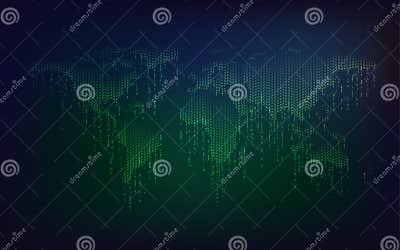 Green binary world map stock vector. Illustration of shape - 110258355