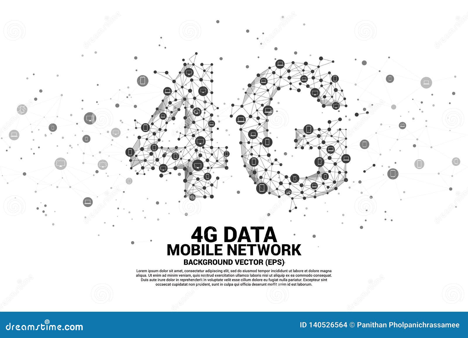 Vector Polygon Dot Connect Line Shaped 4G Mobile Network with Device ...
