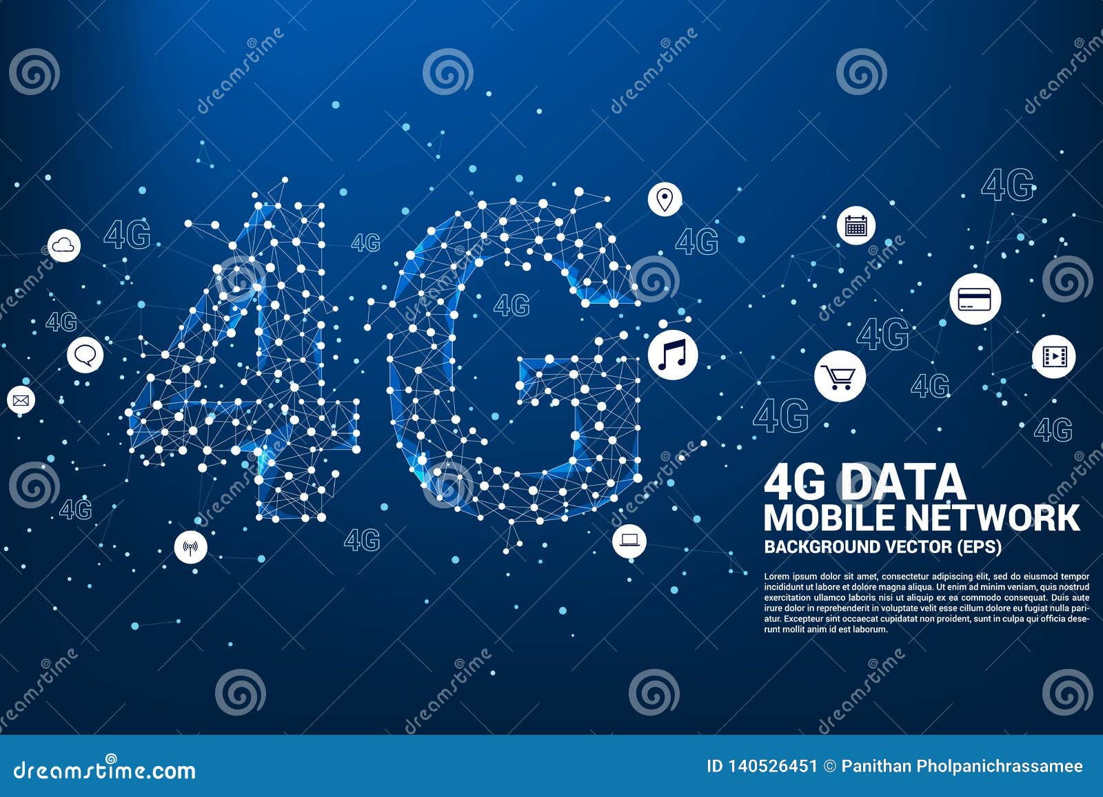 Vector Polygon Dot Connect Line Shaped 4G Mobile Network with Function ...