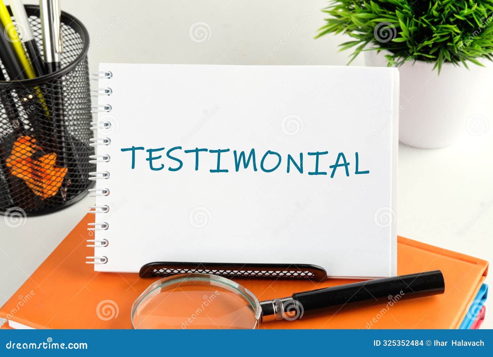 Concept Testimonial Word in a Small Notebook on a Business Book Stock ...