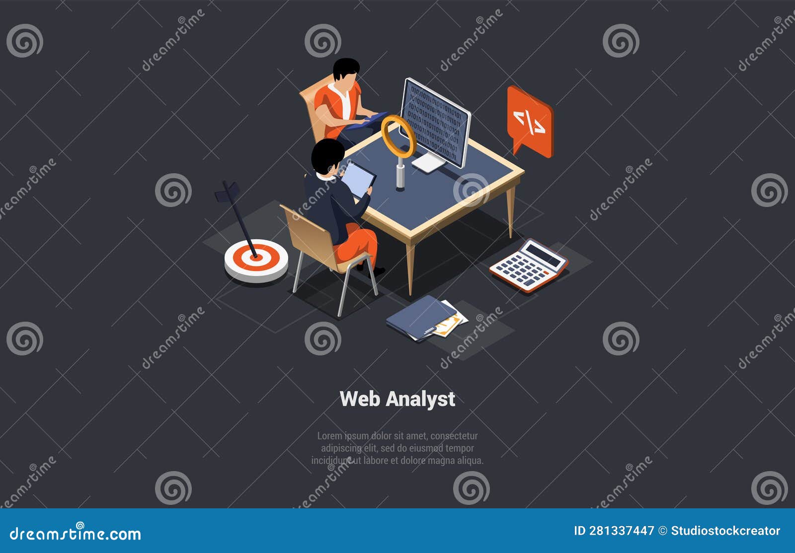 Concept Of Testing Data Analysis And Debugging Web Analyst Character Marketer Analyzing Data