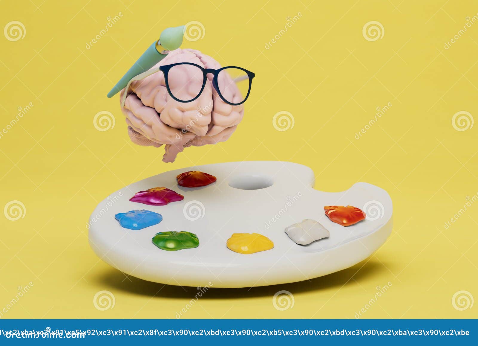 The Concept of Thinking about the Future Picture. Brain with a Brush ...