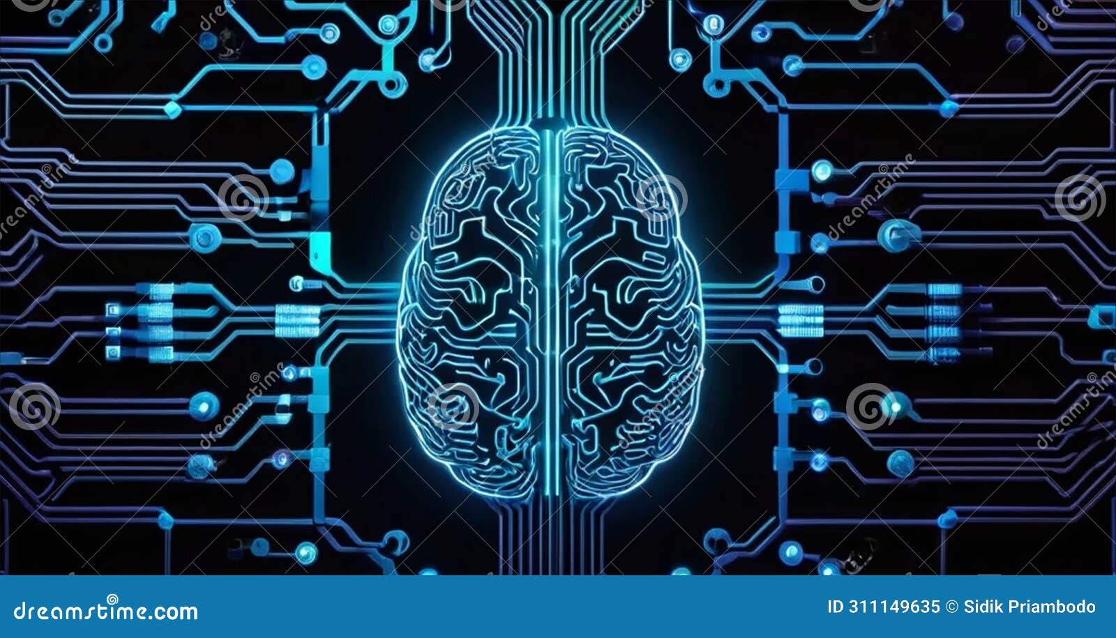 Circuit Board Brain Background Stock Illustration - Illustration of ...