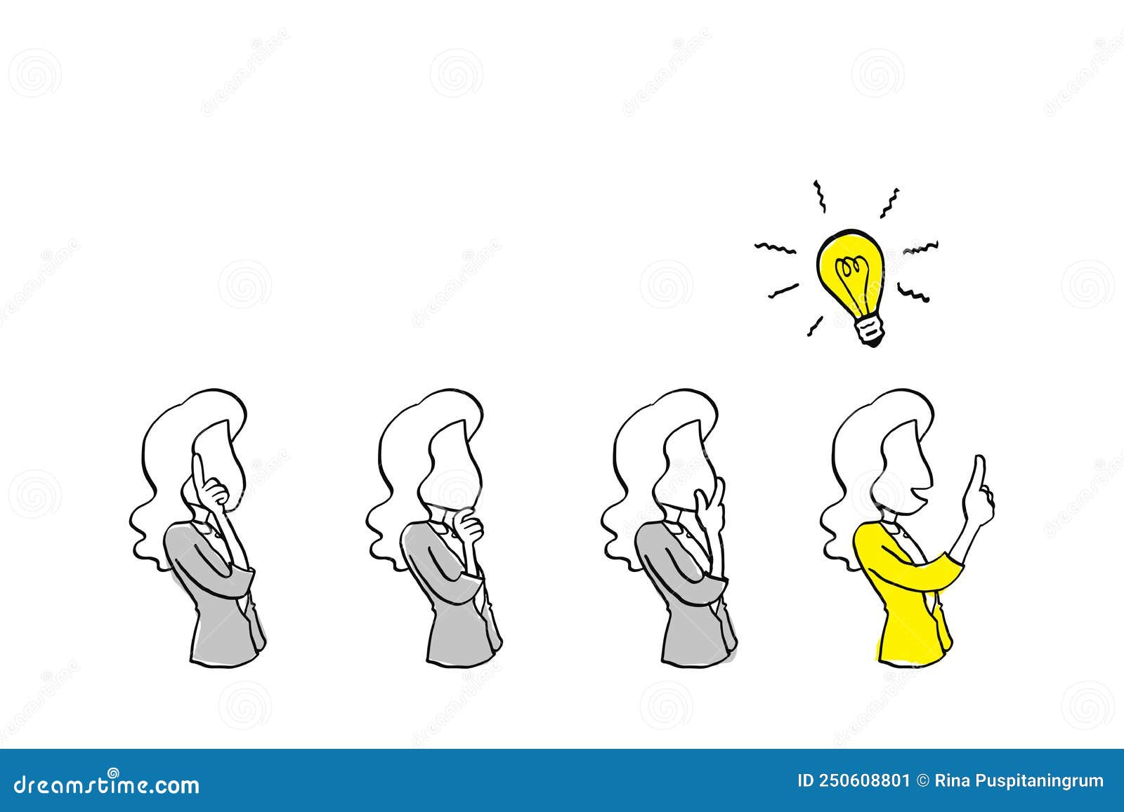 Concept of Thought Process for Generating Ideas. Cartoon Vector ...
