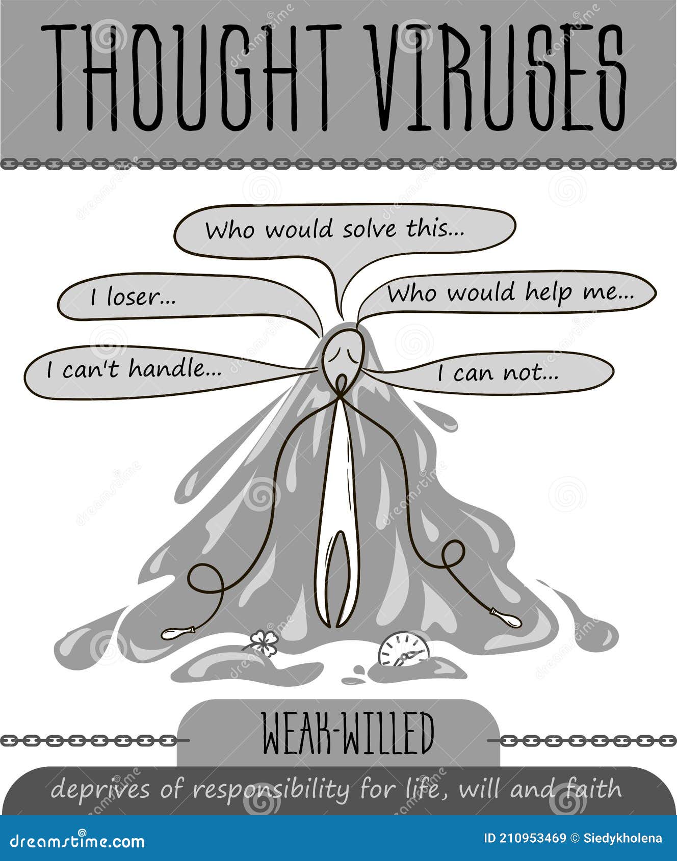 Concept of Thoughts of Viruses Weak-willed Stock Illustration ...