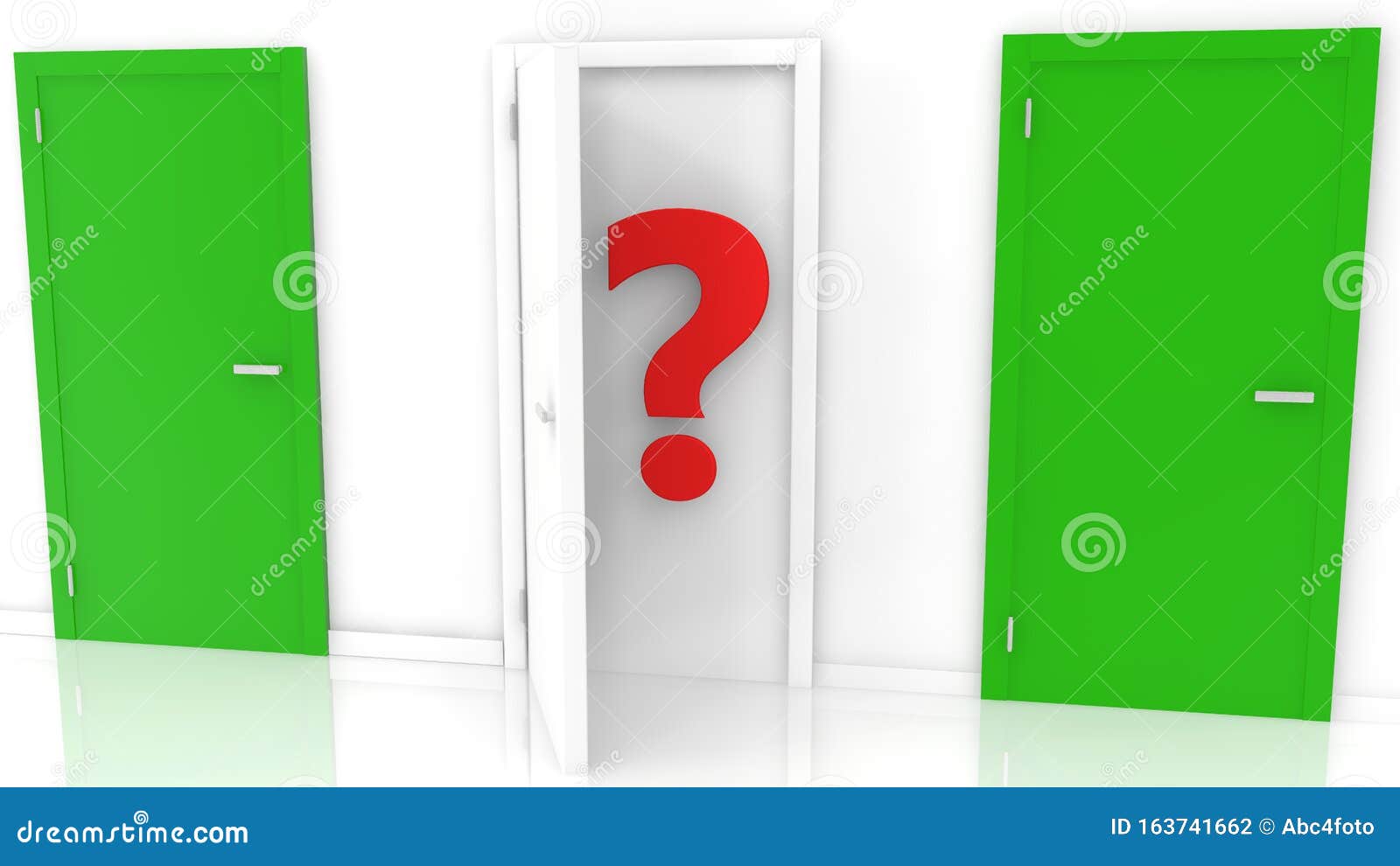 Concept of Three Doors with Question Mark Stock Illustration ...