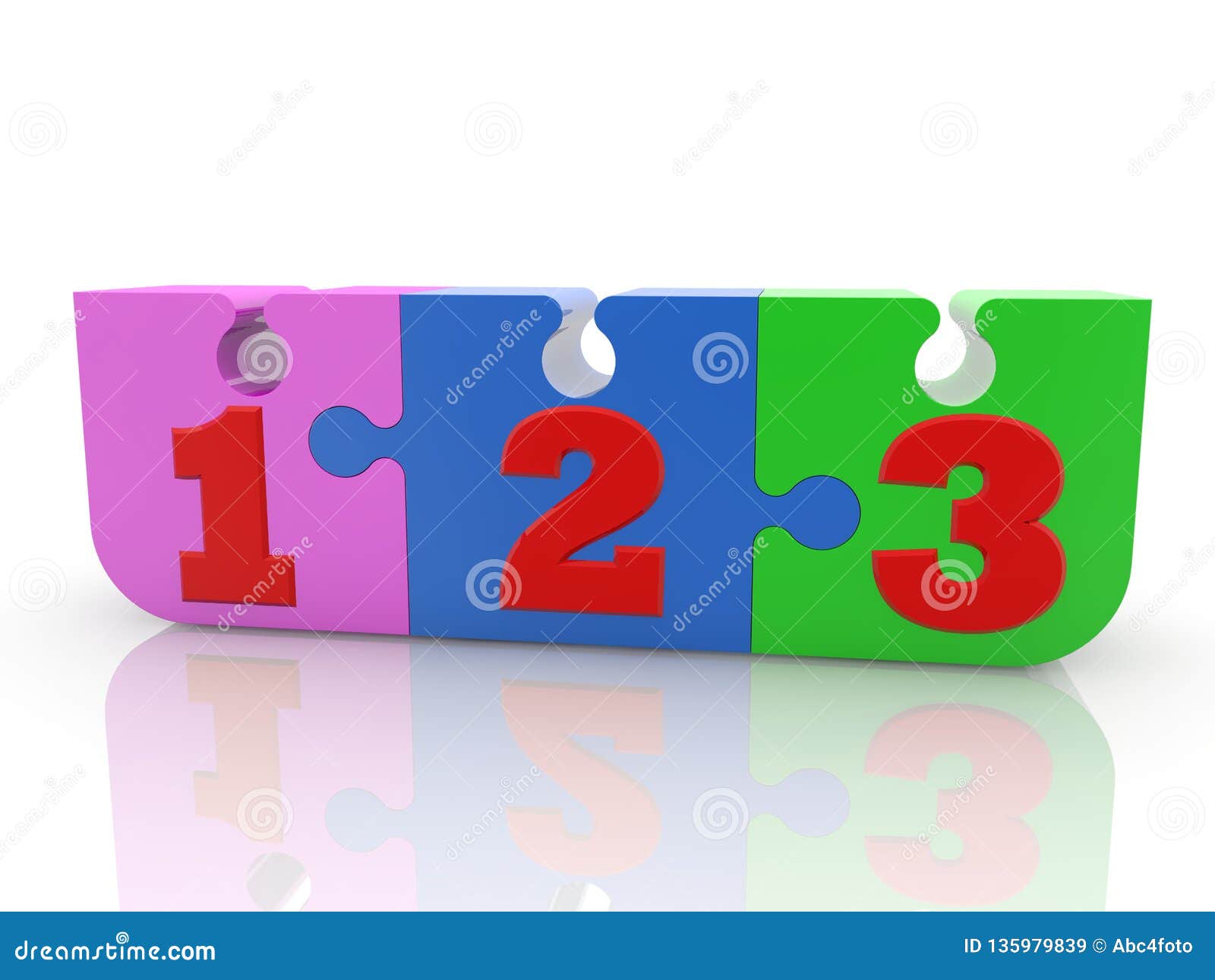Concept of Three Puzzle Pieces with Numbers Stock Illustration ...