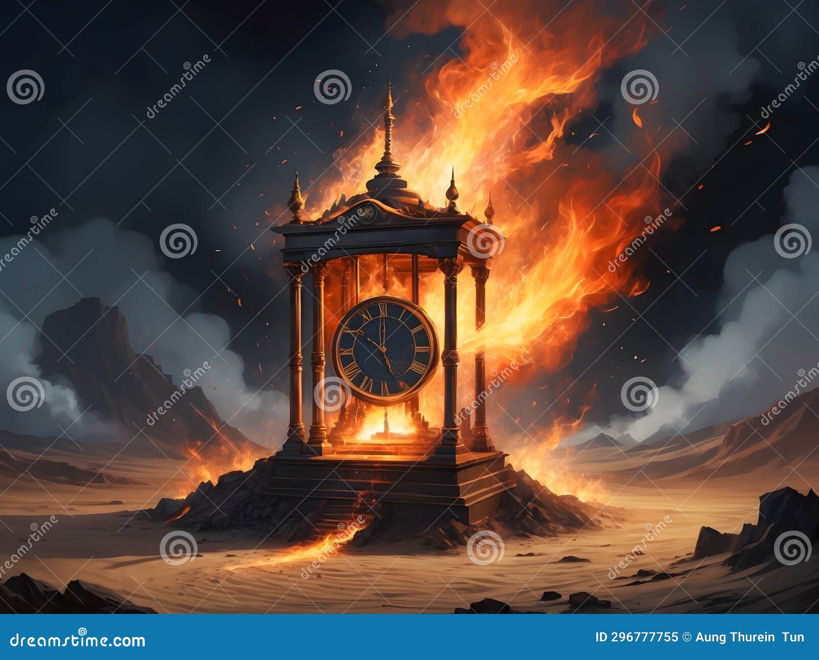 A concept of time burning stock illustration. Illustration of face ...