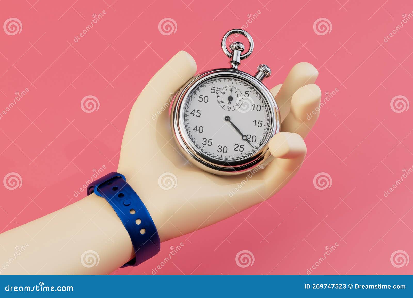 The Concept of Time Constraints. Stopwatch in Hand on a Pastel ...