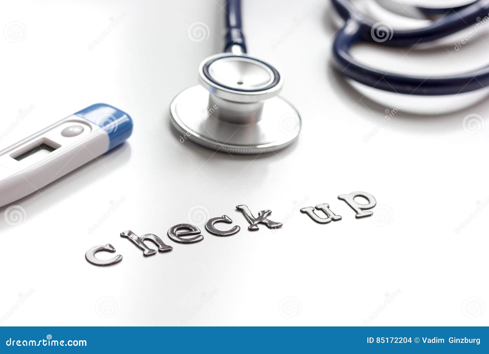 Concept Time Health Check Up on White Background Stock Photo - Image of ...