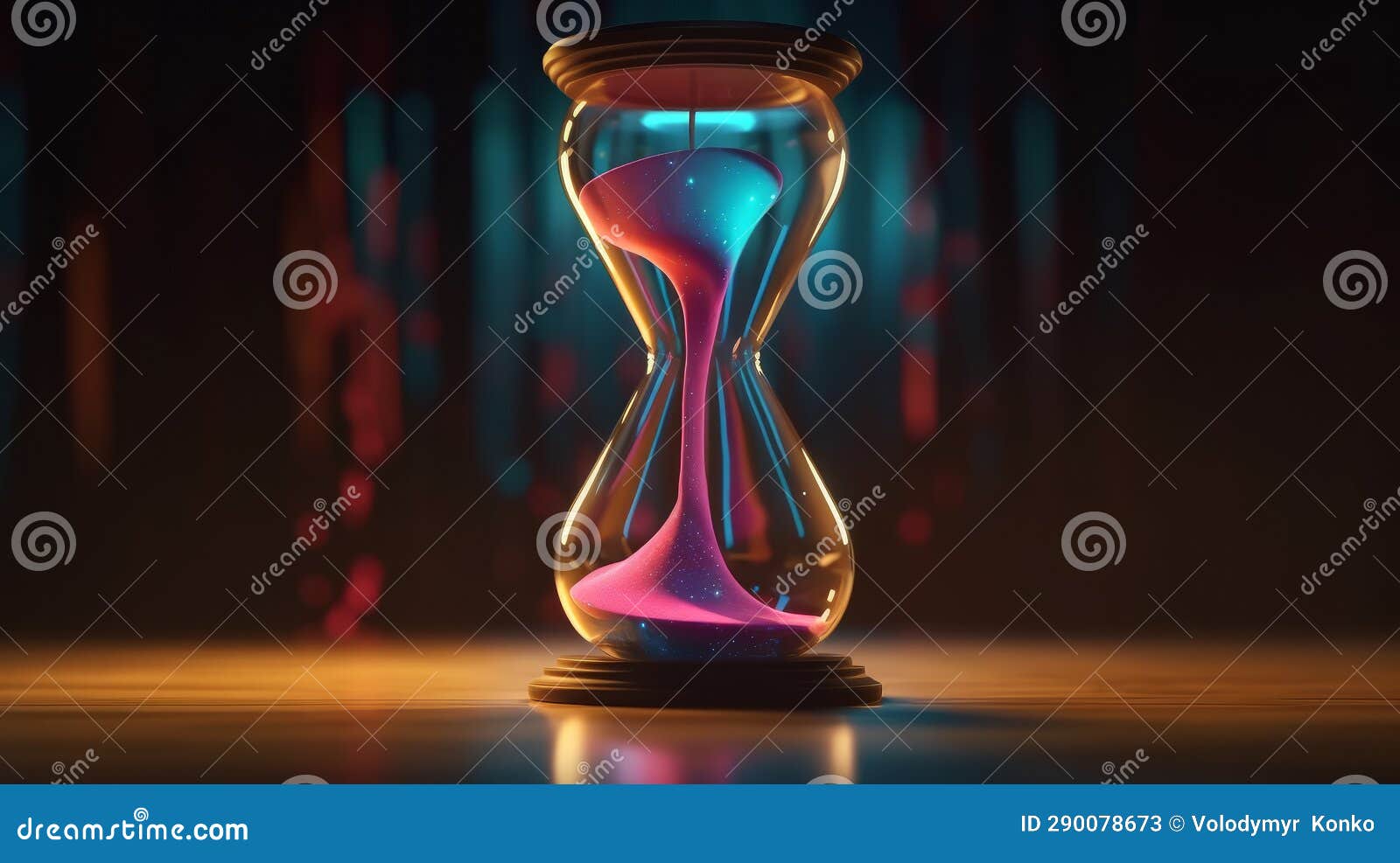 Concept of Time, Hourglass, Neon Colorful Created with Generative Ai ...