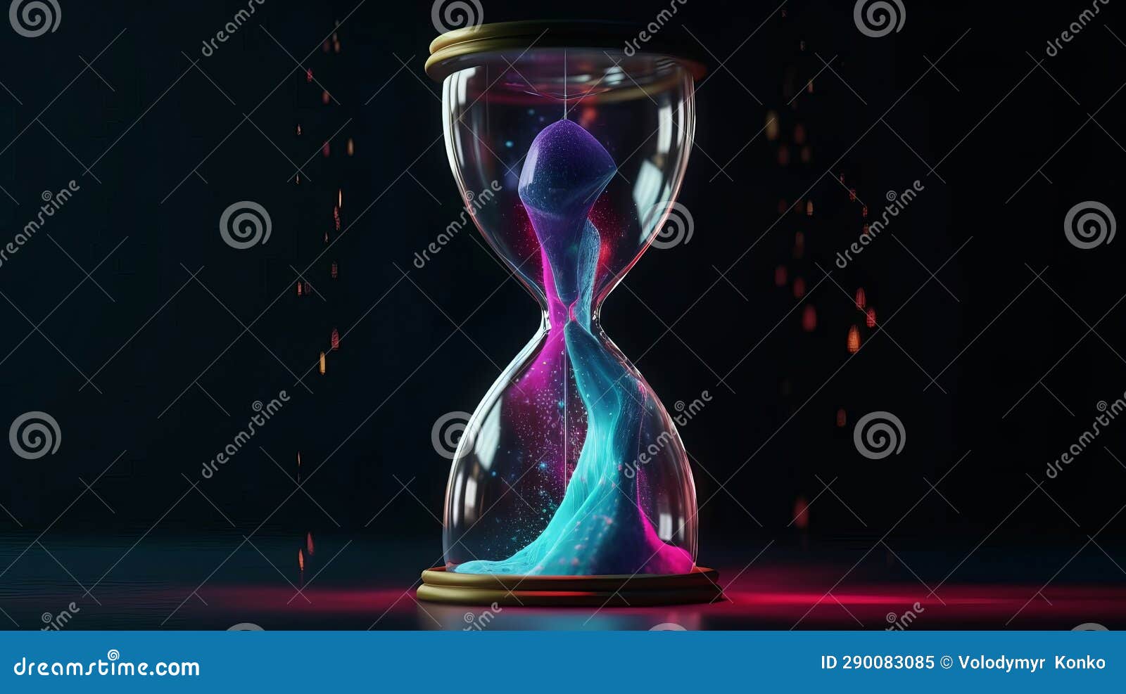 Concept of Time, Hourglass, Neon Colorful Created with Generative Ai ...