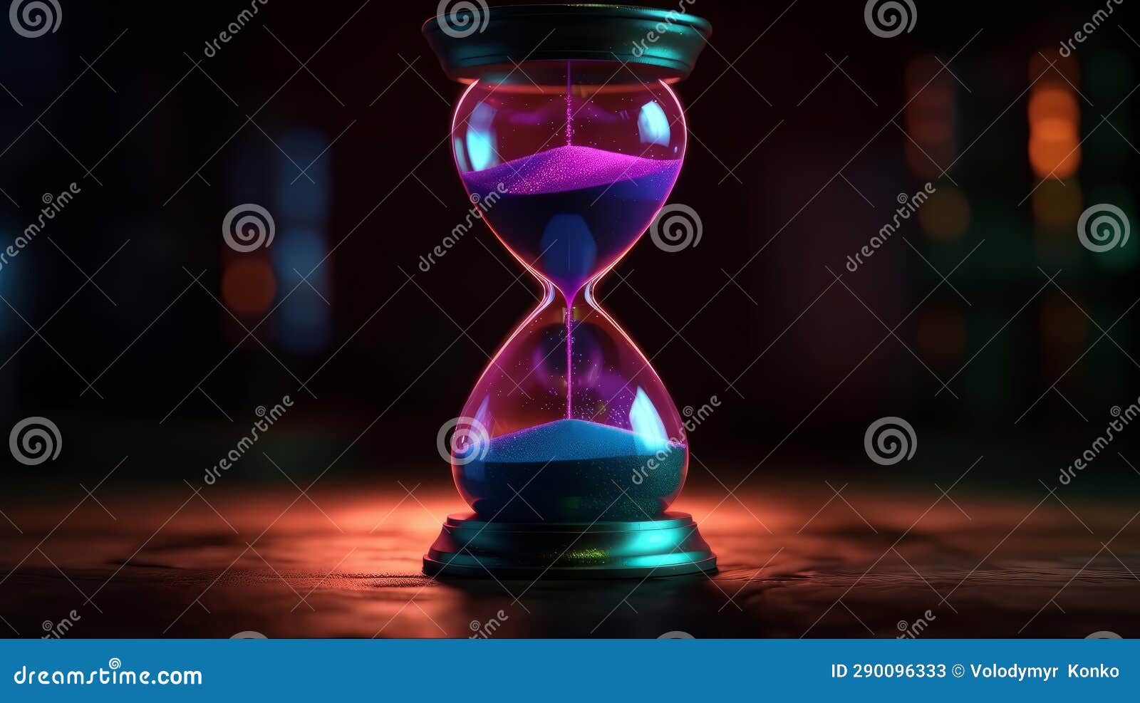 Concept of Time, Hourglass, Neon Colorful Created with Generative Ai ...
