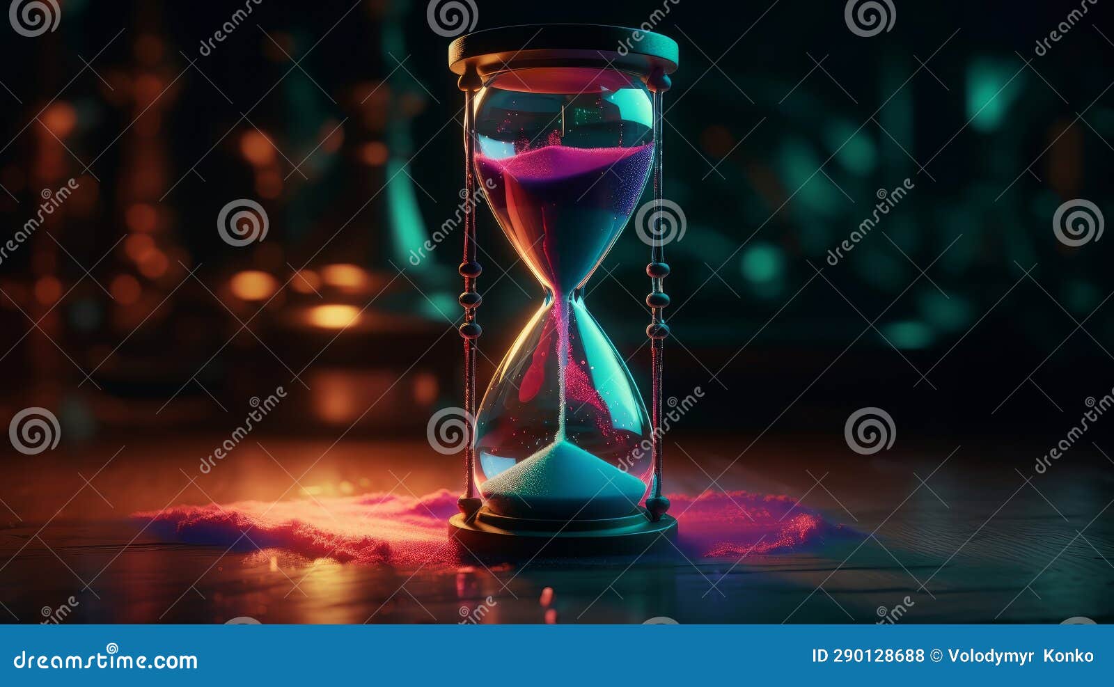 Concept of Time, Hourglass, Neon Colorful Created with Generative Ai ...