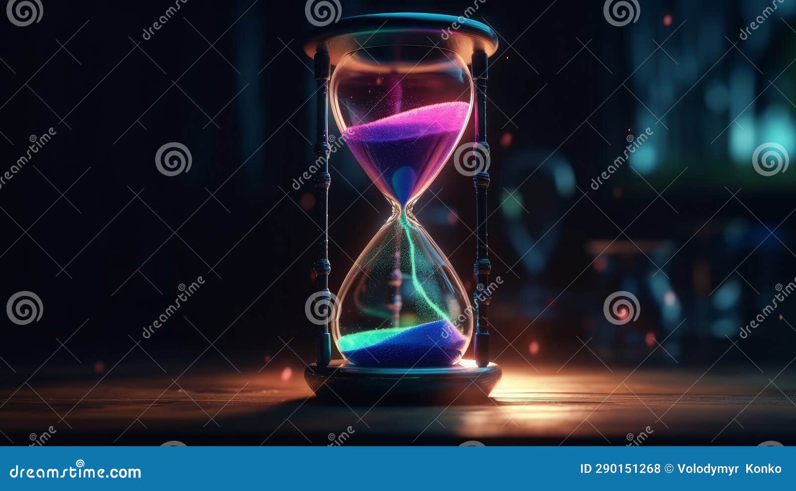 Concept of Time, Hourglass, Neon Colorful Created with Generative Ai ...