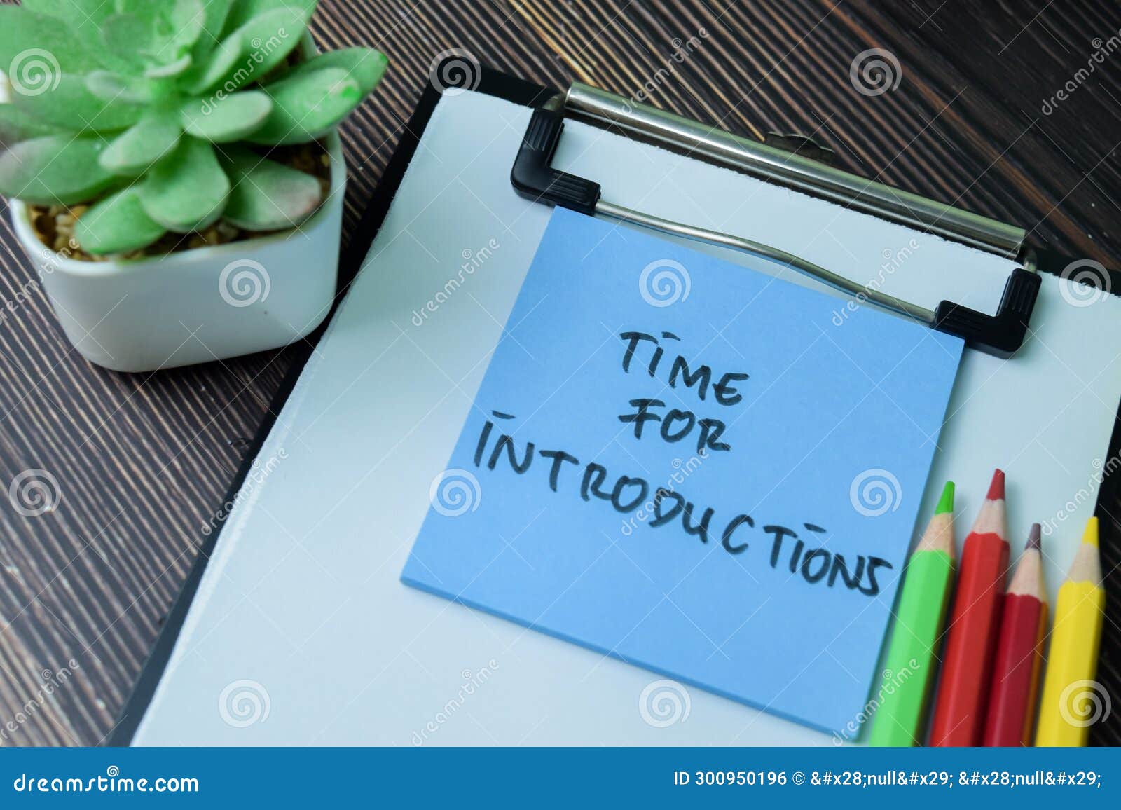 Concept of Time for Introductions Write on Sticky Notes Isolated on ...