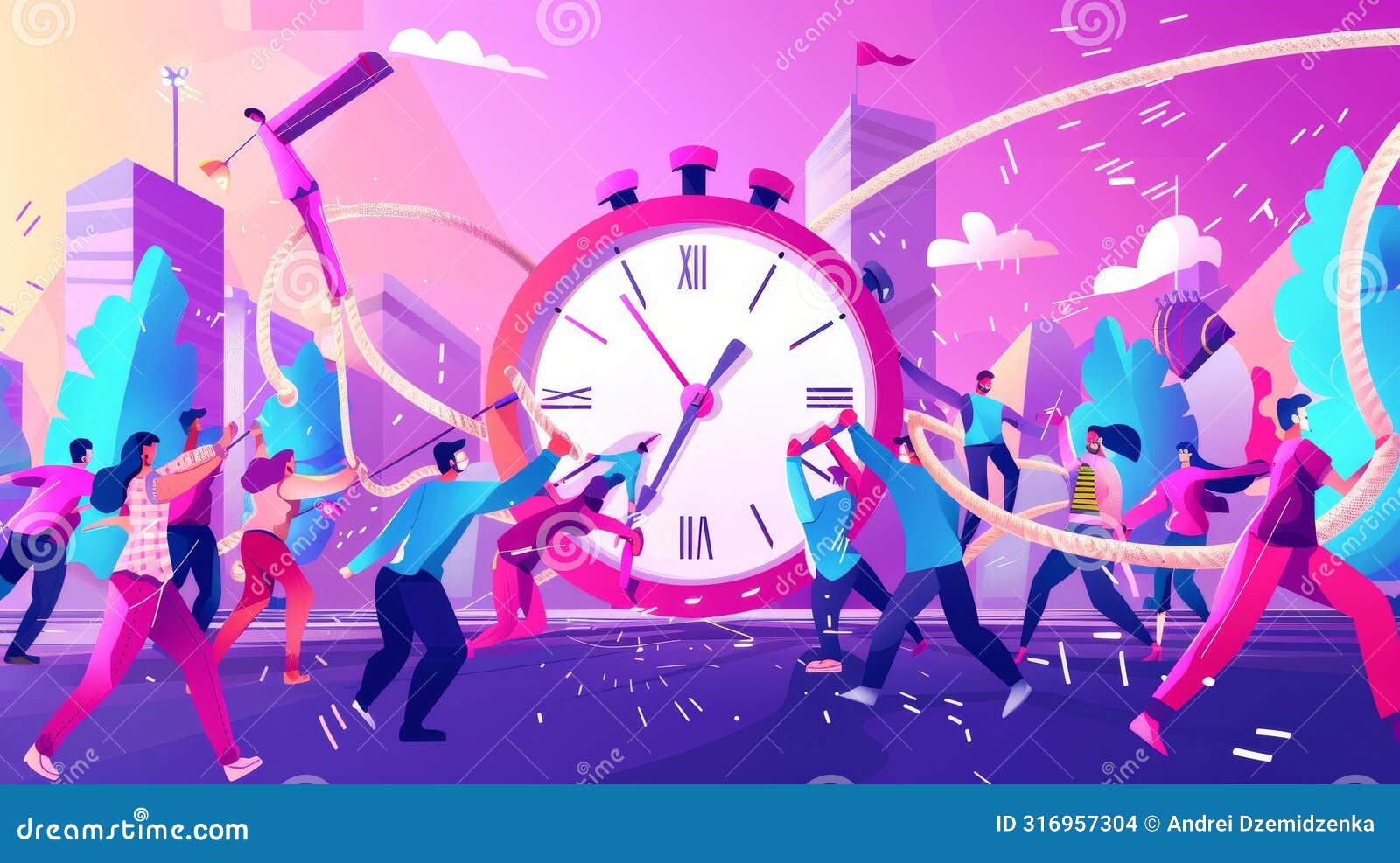 The Concept of Time Management and Deadlines Modern Illustration ...