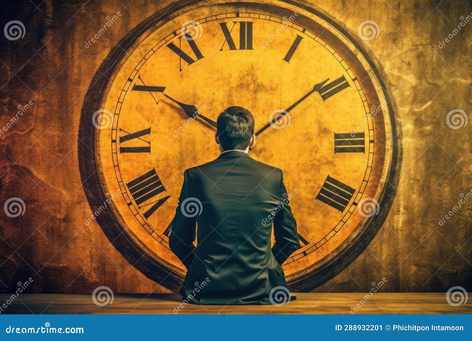 Concept of Time Management with Man and Clock. Generative AI Stock ...
