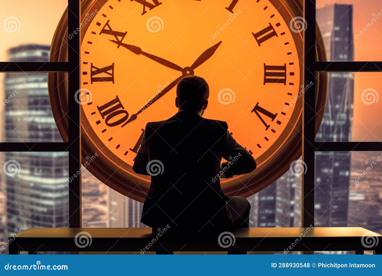 Concept of Time Management with Man and Clock. Generative AI Stock ...