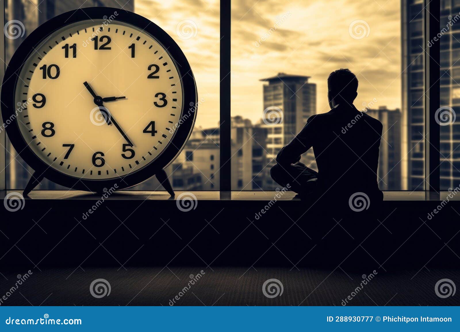 Concept of Time Management with Man and Clock. Generative AI Stock ...