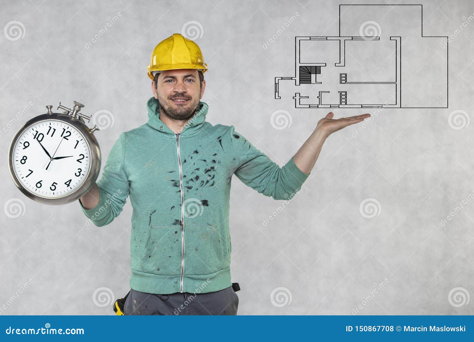 Concept of Time in Matters of Construction, Builder and Clock Stock ...