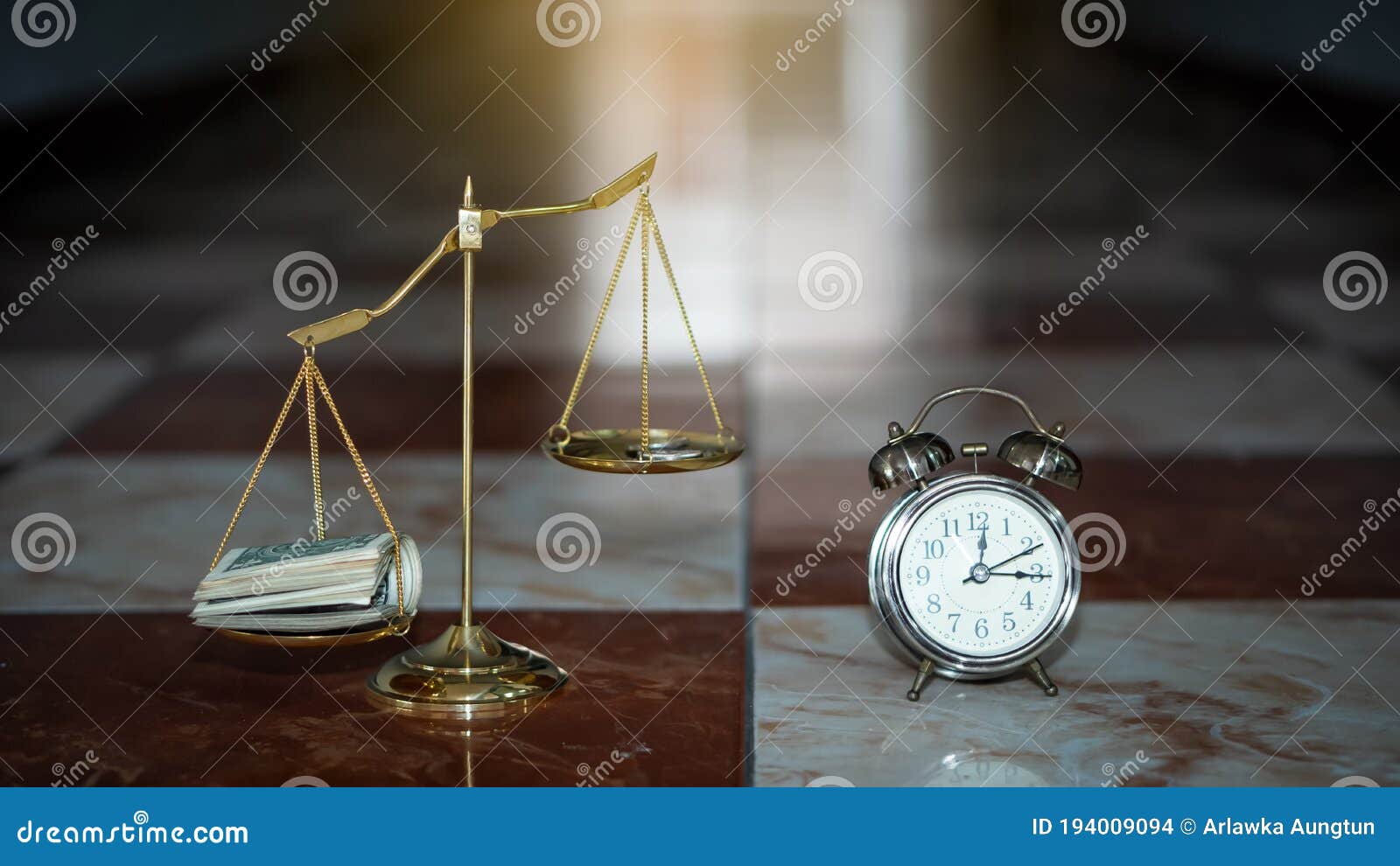 The Concept of Time is Money. the Clock and the Money in the Scales ...