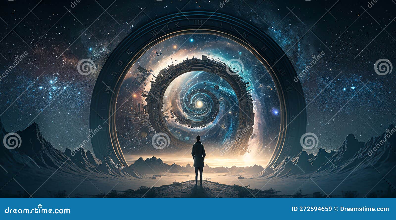 Concept of Time and Space, Surreal Fantasy Artwork. Generative AI Stock ...