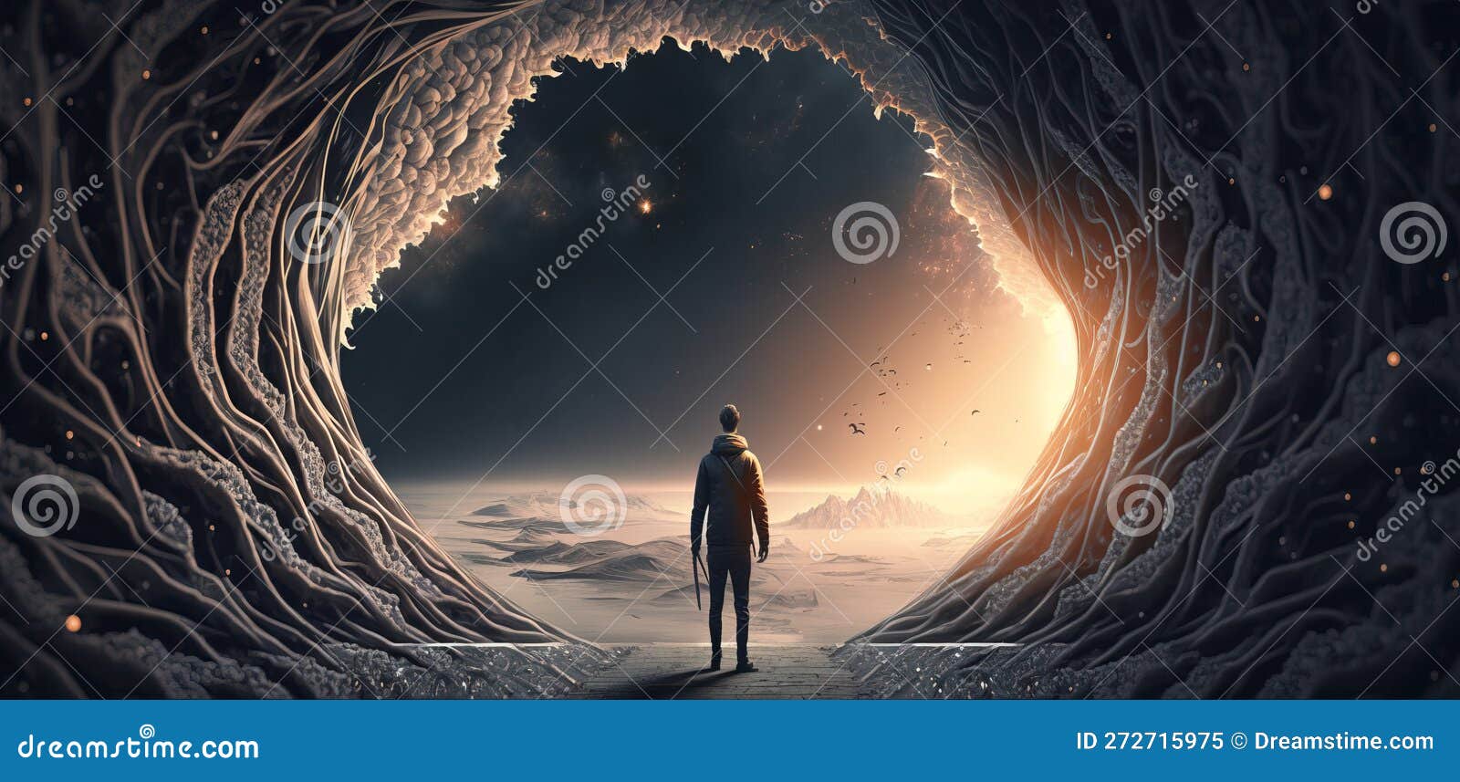 Concept of Time and Space, Surreal Fantasy Artwork. Generative AI Stock ...