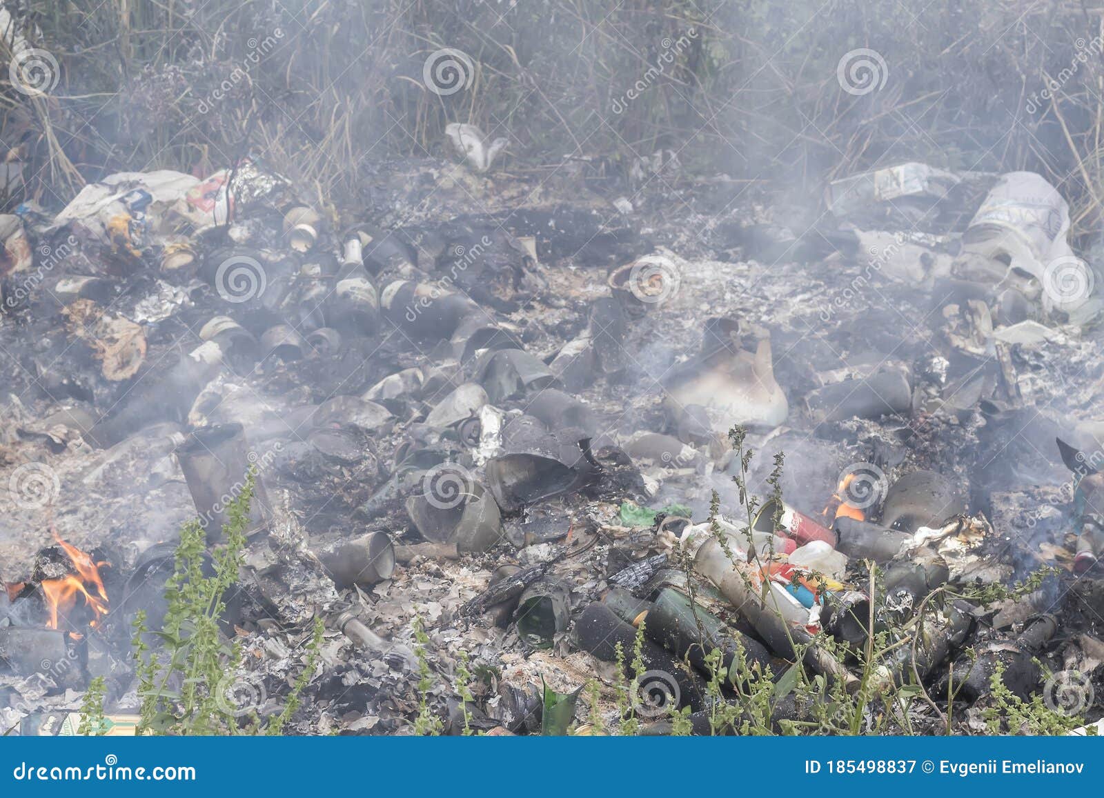 Burning of garbage stock image. Image of environment - 185498837