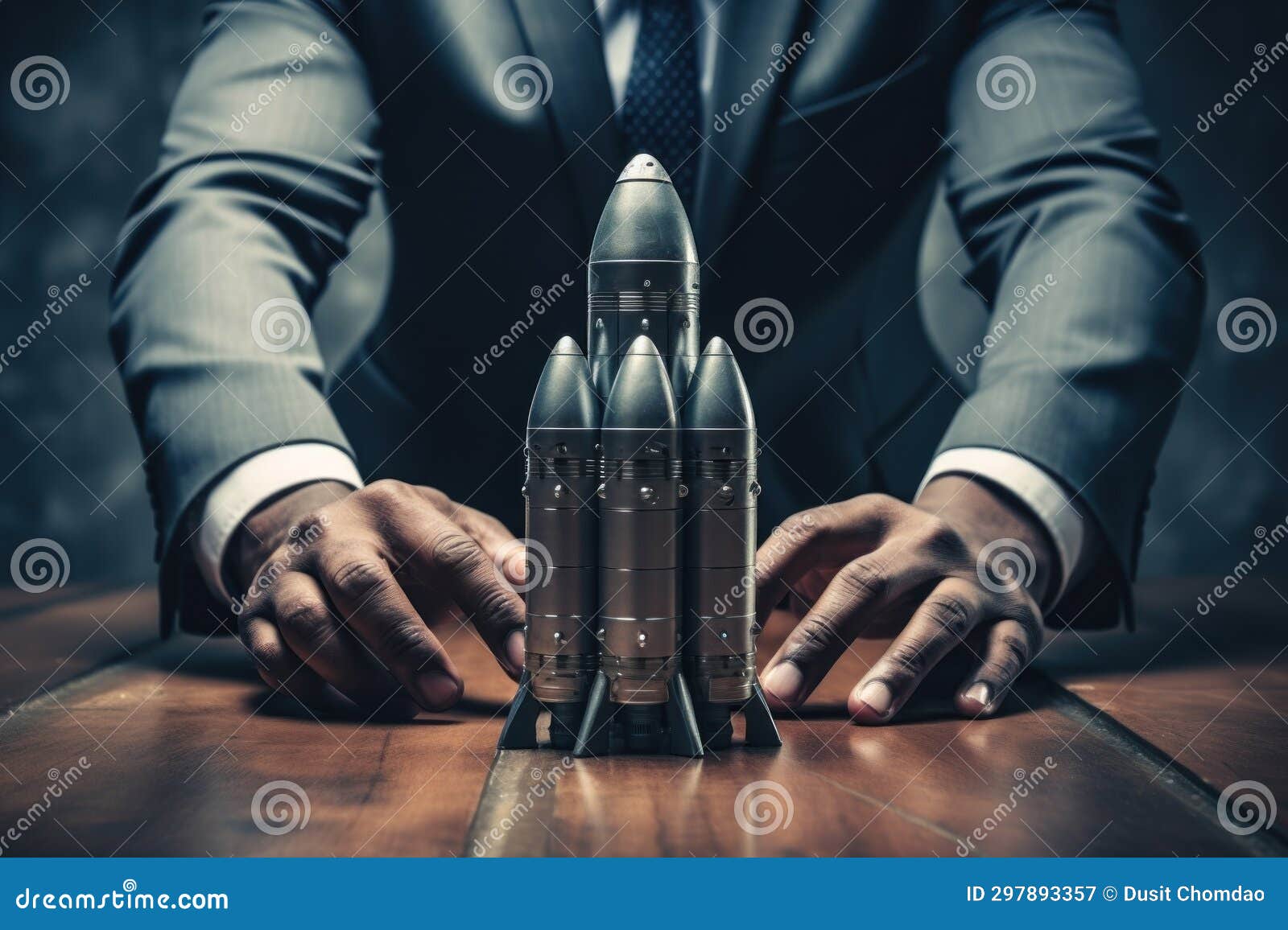 Concept To Success Hand Holding Rocket. Generative AI Stock ...